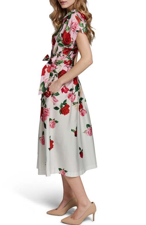 KARL LAGERFELD PARIS KARL LAGERFELD PARIS Floral Stretch Cotton Midi Shirtdress